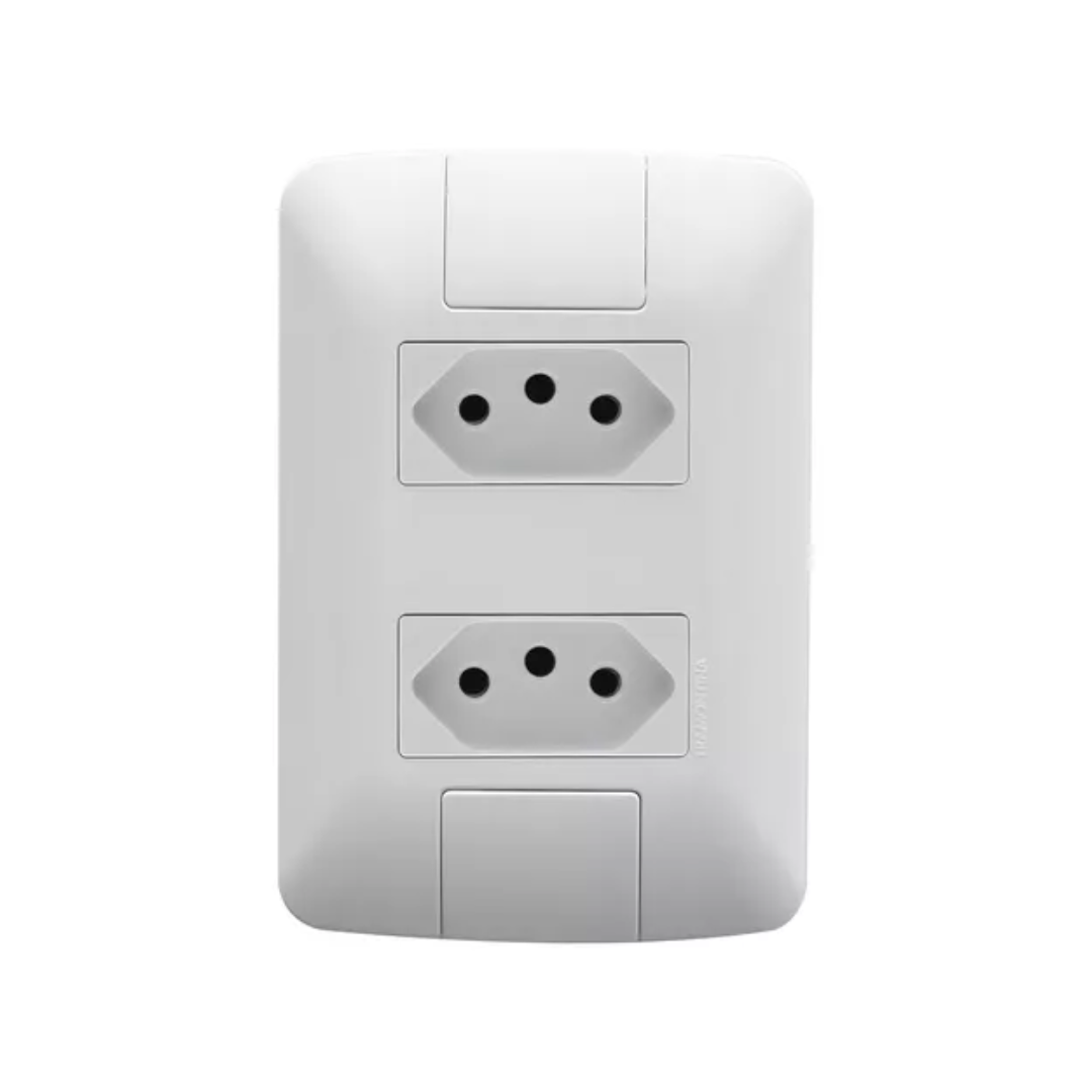 Tomada Dupla Tramontina Linha Aria Embutir Na Parede 10a Cor Branco – Comandos